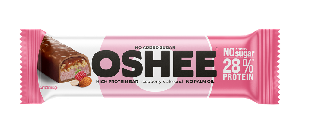 OSHEE Protein Bar Raspberry-Almond 47g x 12 | Evoke Oy b2b